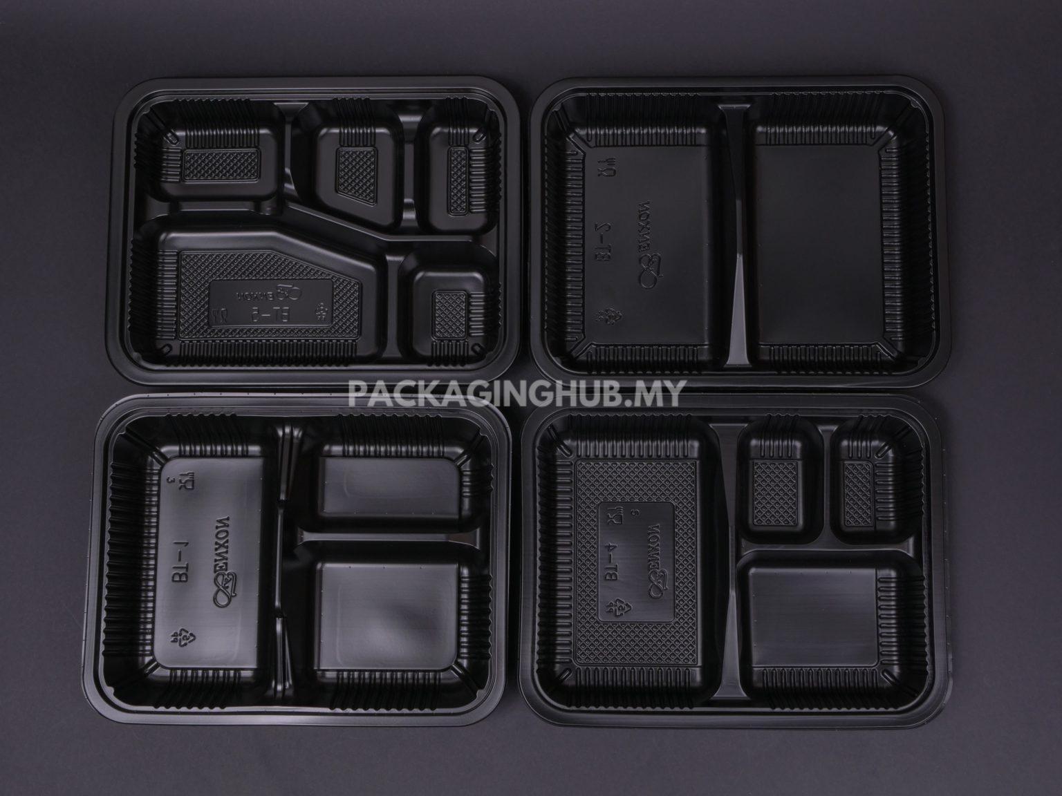 Black Bento Benxon BT1/2/3/4/5 Compartment - PackagingHub.my