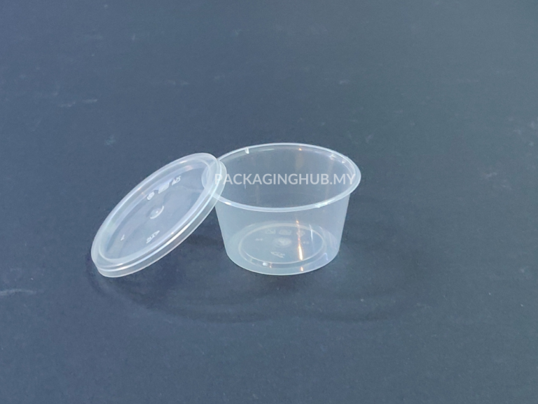 CLEAR DISPOSABLE ROUND FOOD CONTAINER WITH LID TW 4oz PP SAUCE CUP ...