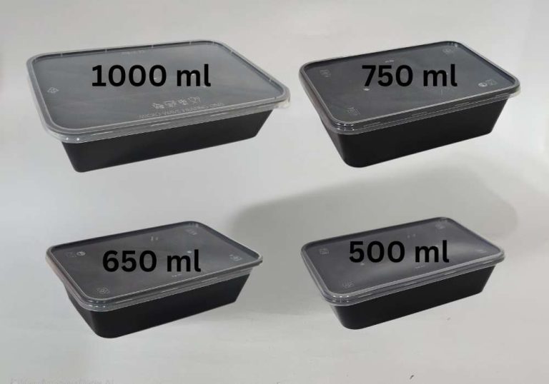 500ml / 650ml / 750ml / 1000ml BLACK RECTANGULAR CONTAINER (MW/TEKA/FF ...